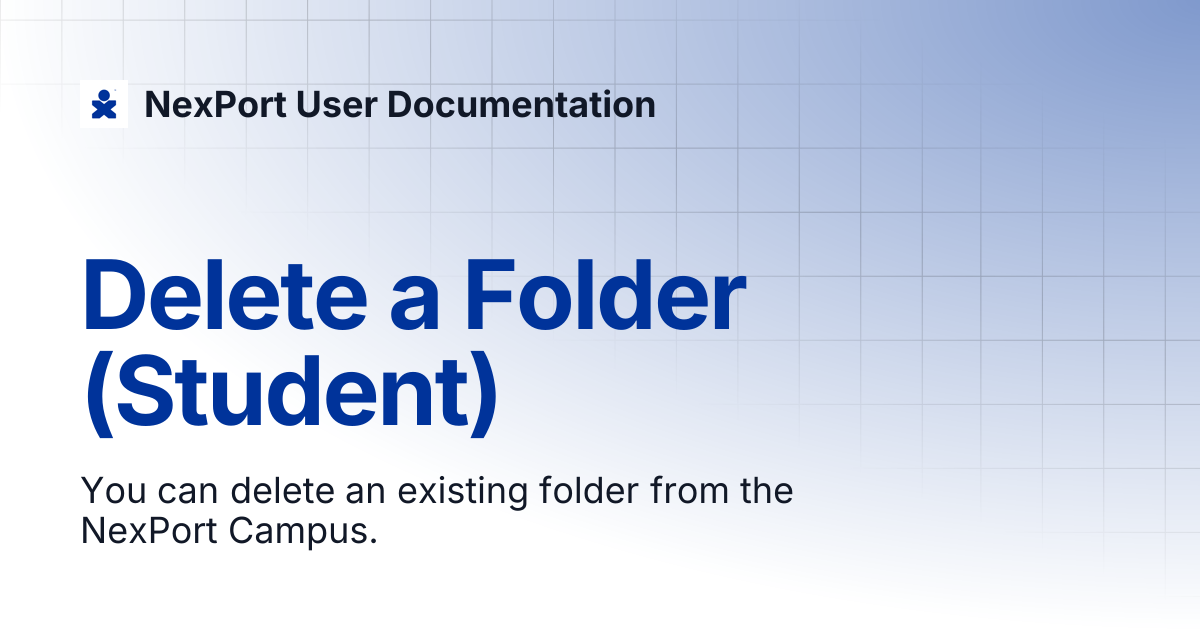 Delete a Folder (Student) | NexPort User Documentation